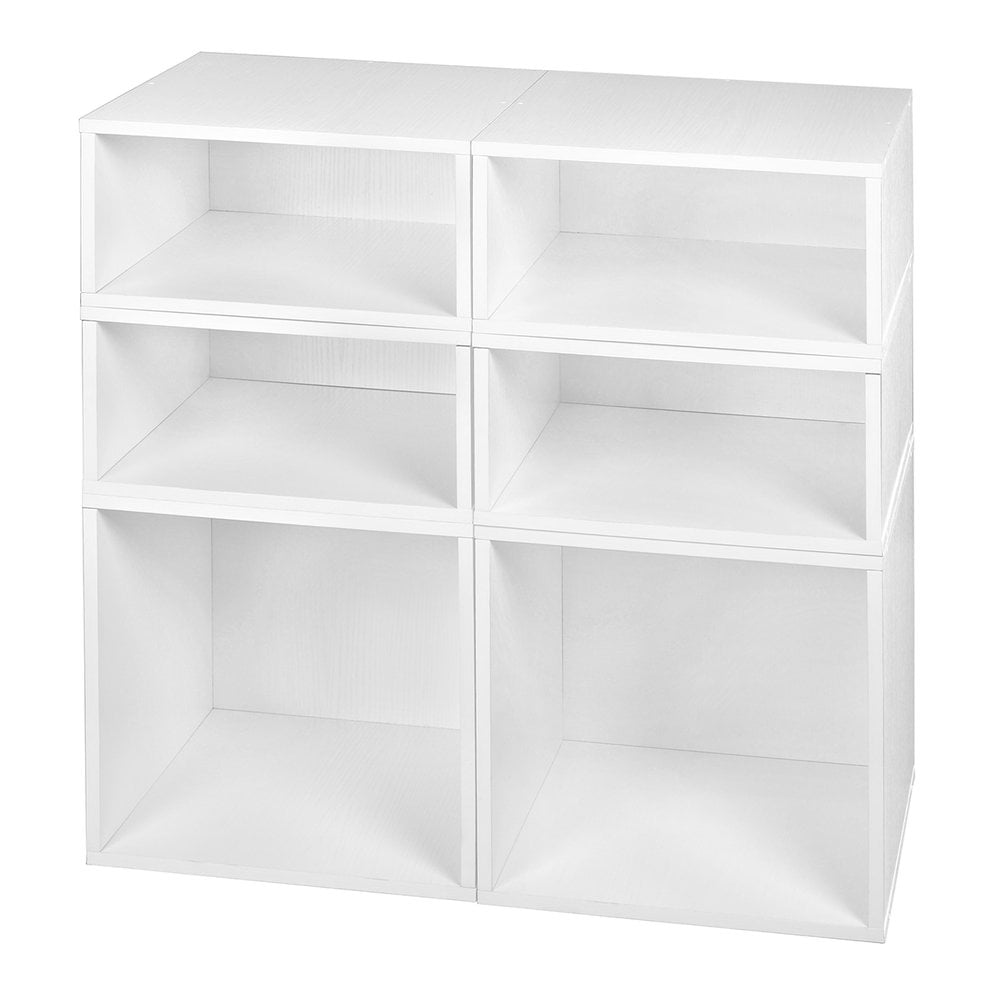 Niche Cubo Storage Set- 2 Full Cubes/4 Half Cubes- White Wood Grain ...
