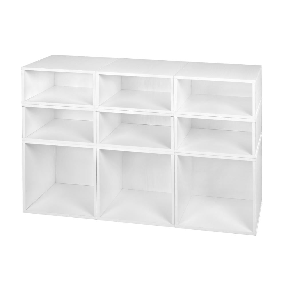 Niche Cubo Storage Set- 3 Full Cubes/6 Half Cubes- White Wood Grain ...