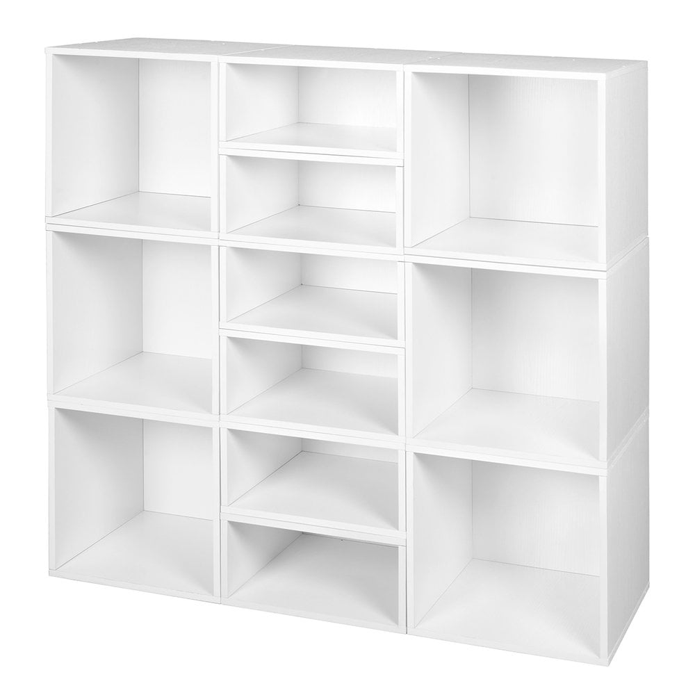 Niche Cubo Storage Set- 6 Full Cubes/6 Half Cubes- White Wood Grain ...