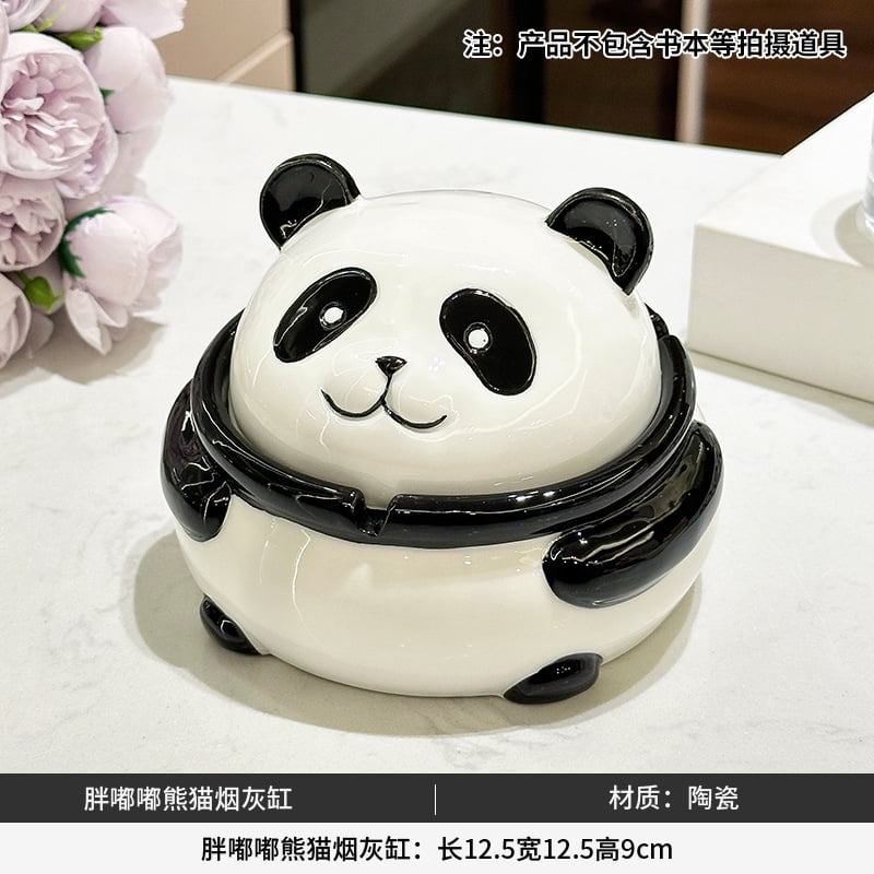 Niche Cute Panda Ashtray High-value Creative Home Living Room Office Modern Ashtray Anti-fly Ash ...