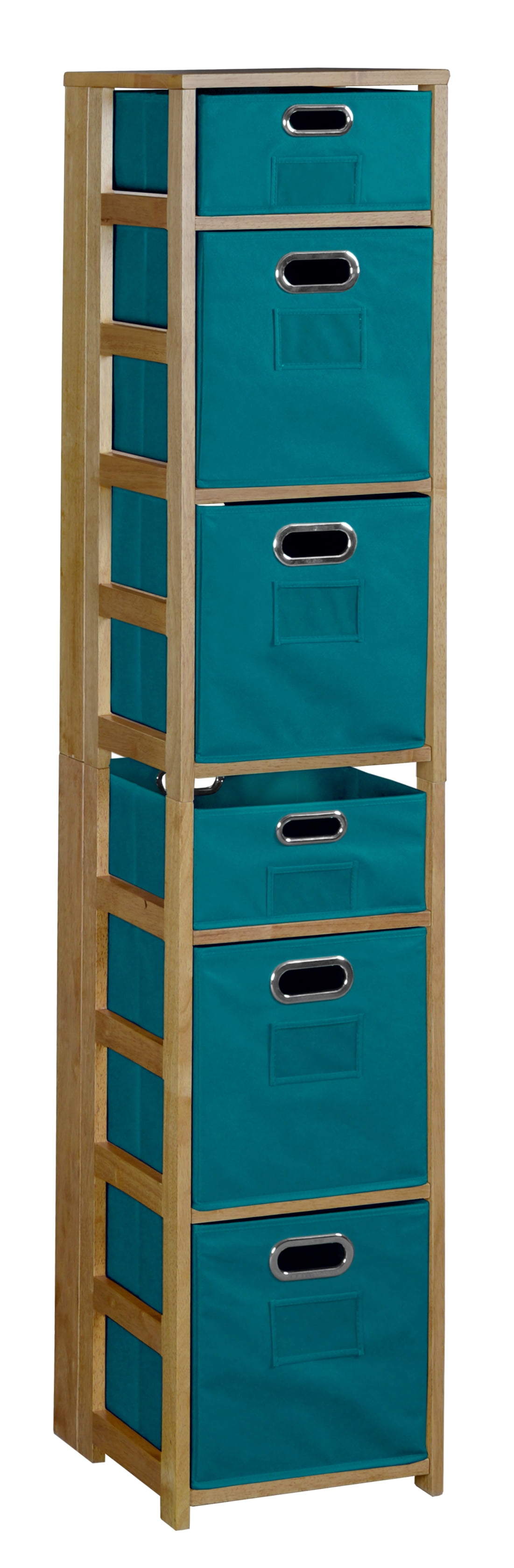 Niche Flip Flop 67" Square Folding Bookcase with Folding Fabric Bins ...