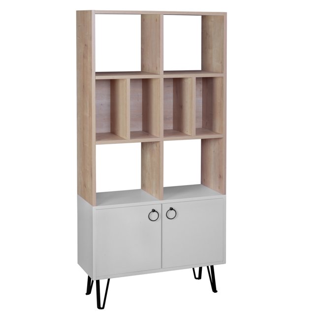 Niche Storage Bookcase with Doors 65"H x 31"W - Light Oak / White ...