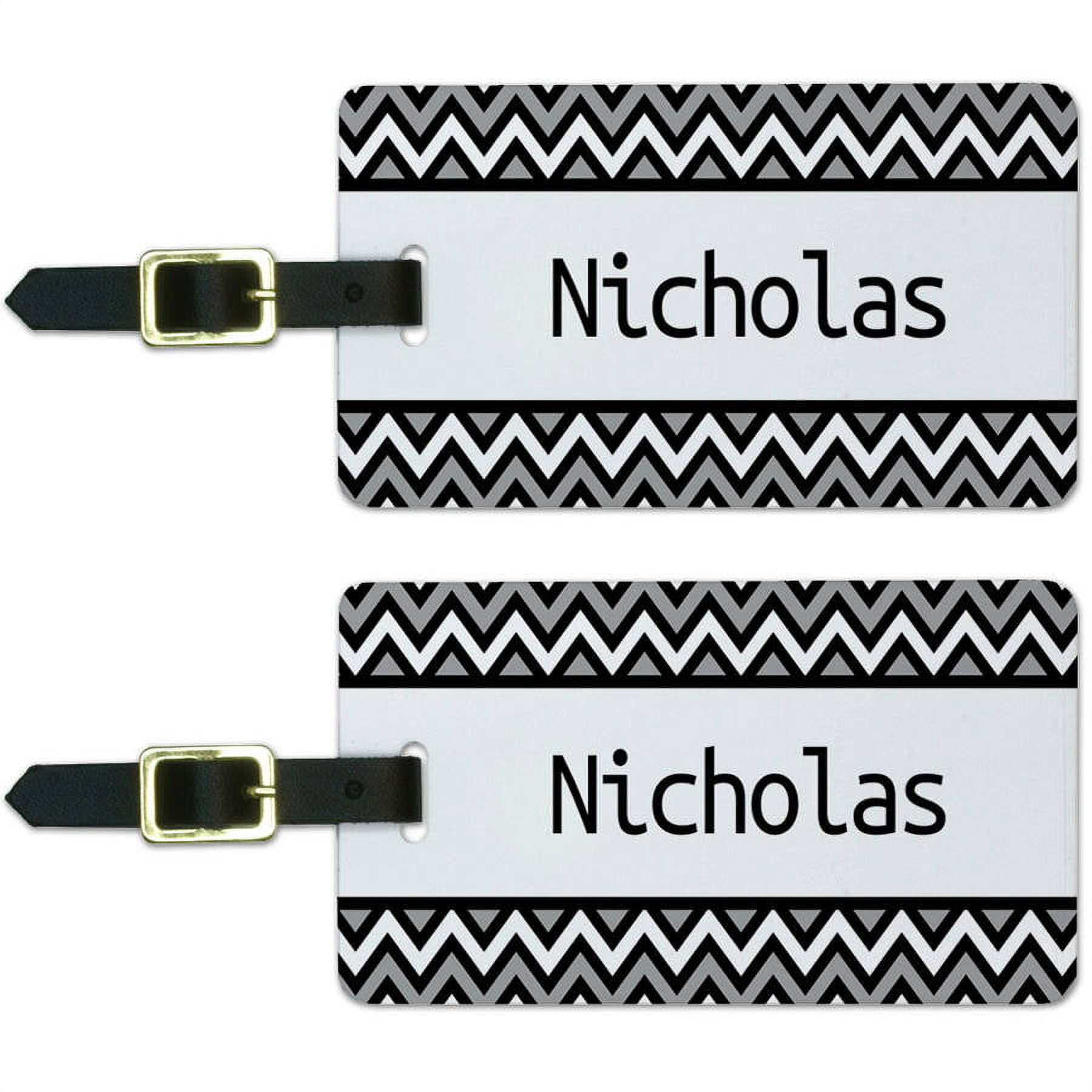 Nicholas Black and Grey Chevrons Luggage Suitcase Carry-On ID Tags, Set ...