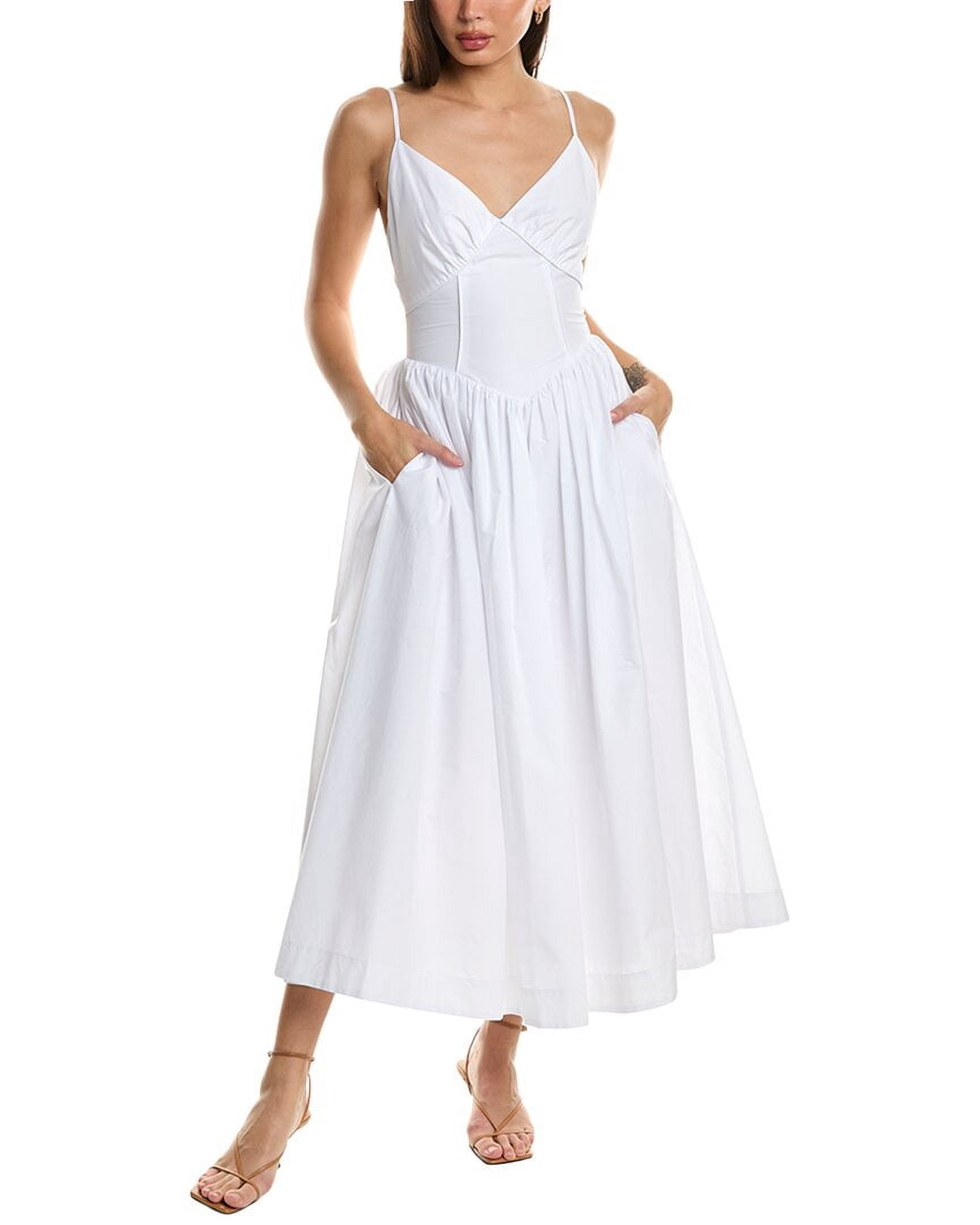 Nicholas womens Becker Princess Waist Midi Dress, 4, White - Walmart.com