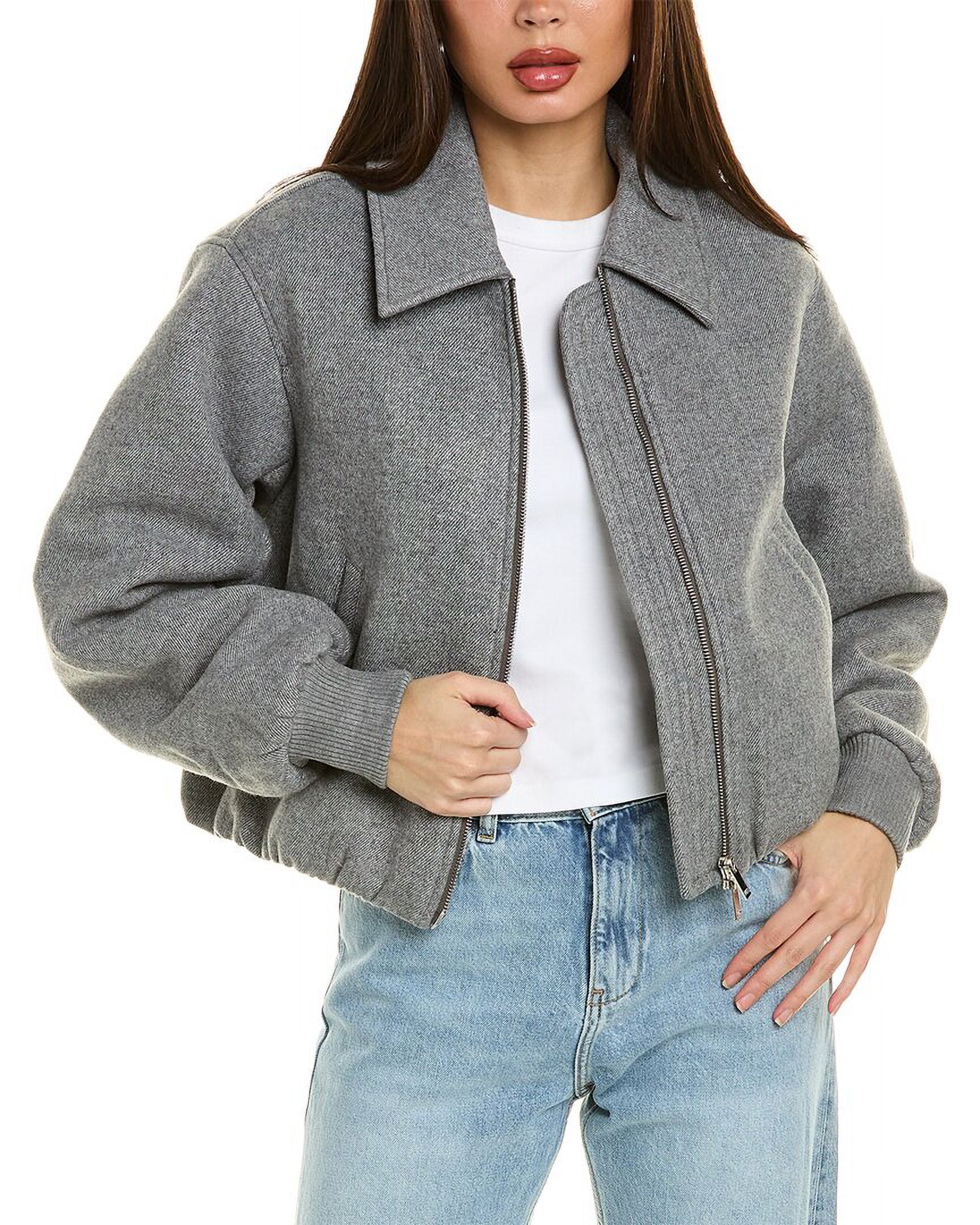 Nicholas womens Leslie Wool-Blend Bomber Jacket, 8, Grey - Walmart.com