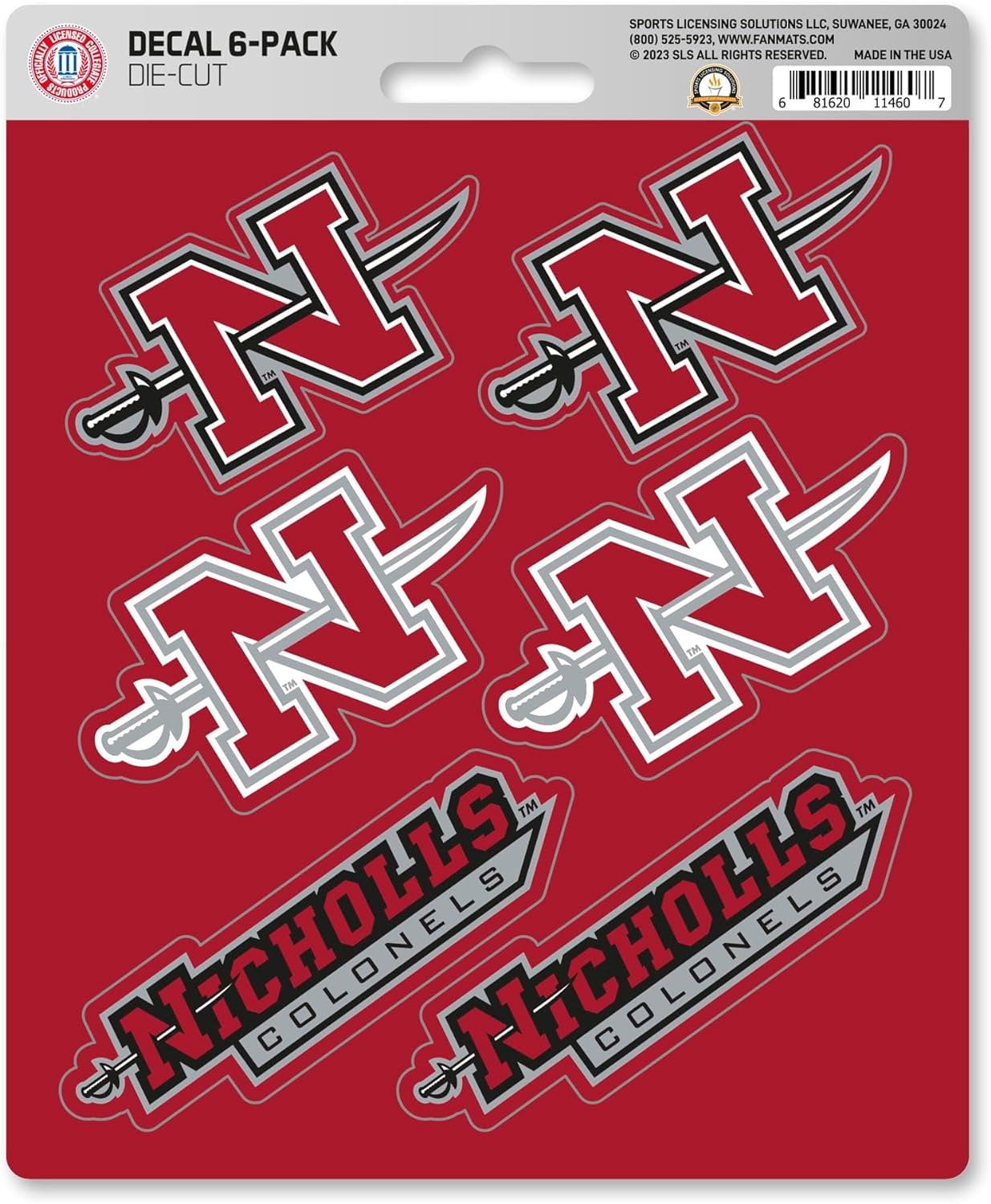 Nicholls State University Colonels 6-Piece Decal Sticker Set, 5x6 Inch ...