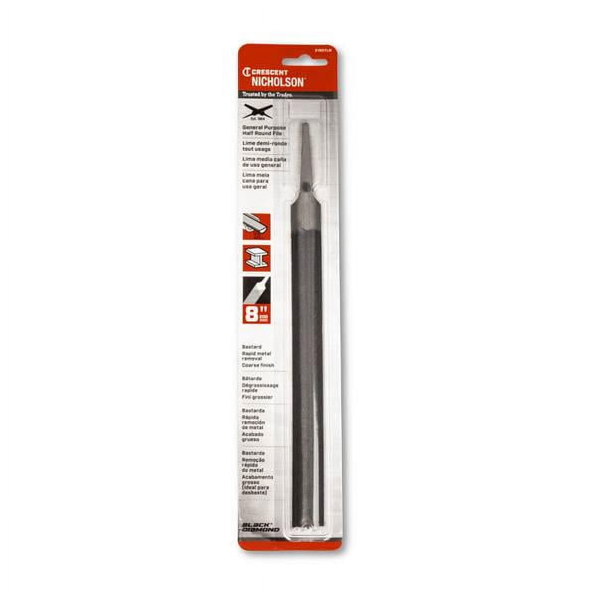 Nicholson 8 Half Round Double Cut Bastard File - Walmart.com