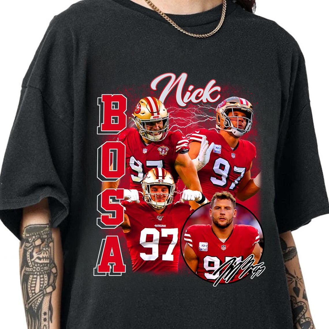 Nick Bosa Vintage T-Shirt, Defensive End Homage Graphic Unisex ,Bootleg ...