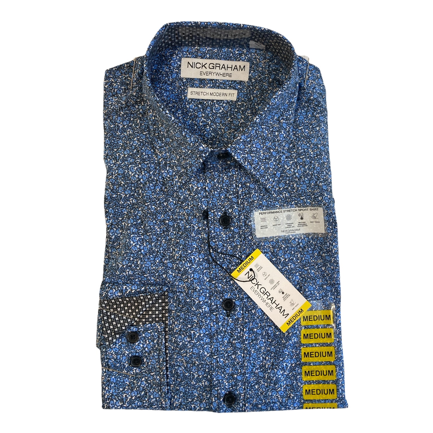 Nick Graham Everywhere Men's L/S Stretch Modern Fit Button Down Shirt ...
