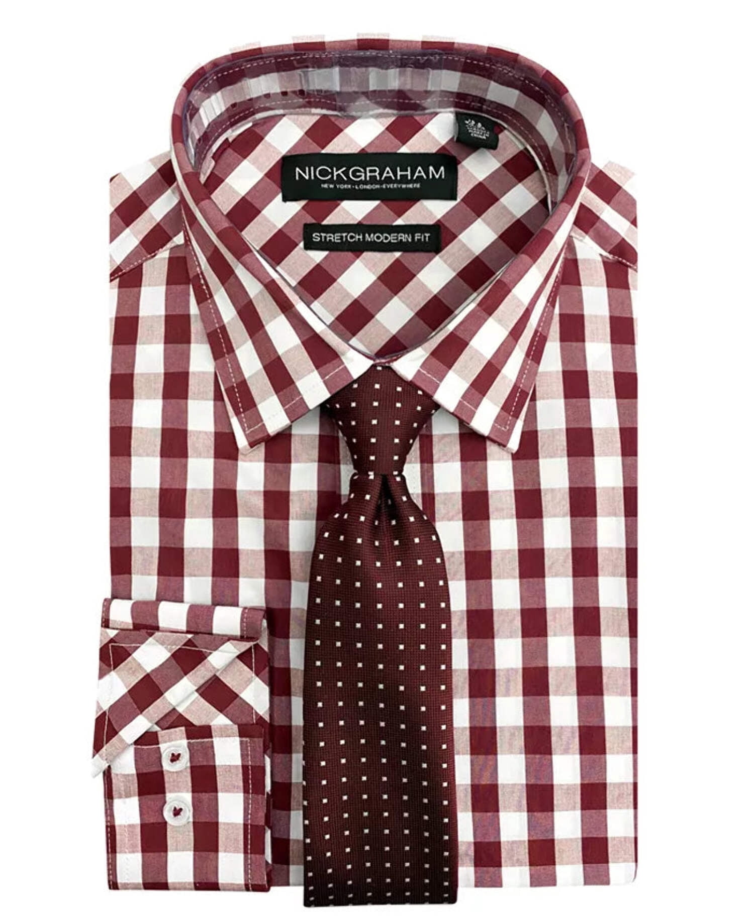 Nick Graham MEN's Modern Fit Dress Shirt and Tie Set - Walmart.com