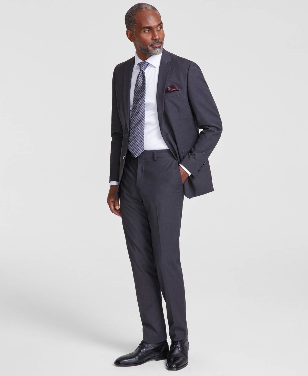 Nick Graham Mens Slim 2 Piece Suit 36 S / 30 Waist Grey / Red Striped ...