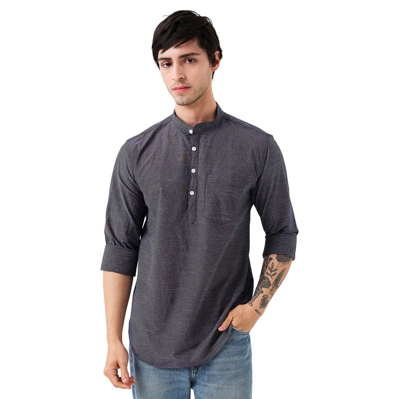 Nick&Jess 100% Cotton indigo Stripe Denim Kurta Shirt . - Walmart.com