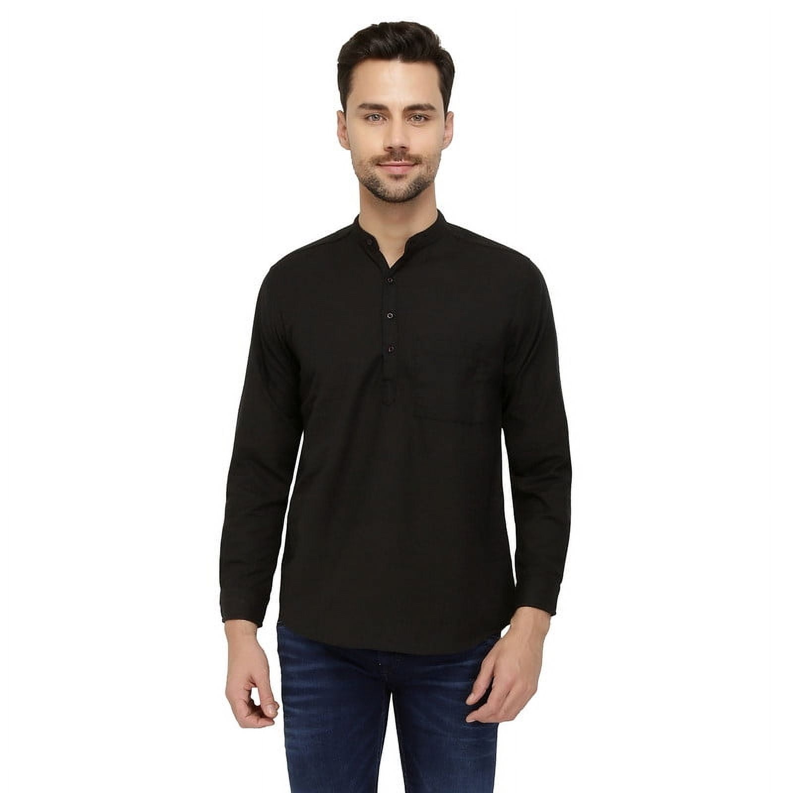 Nick&Jess Mens Slim Fit Three Button Slub Kurta Shirt - Walmart.com