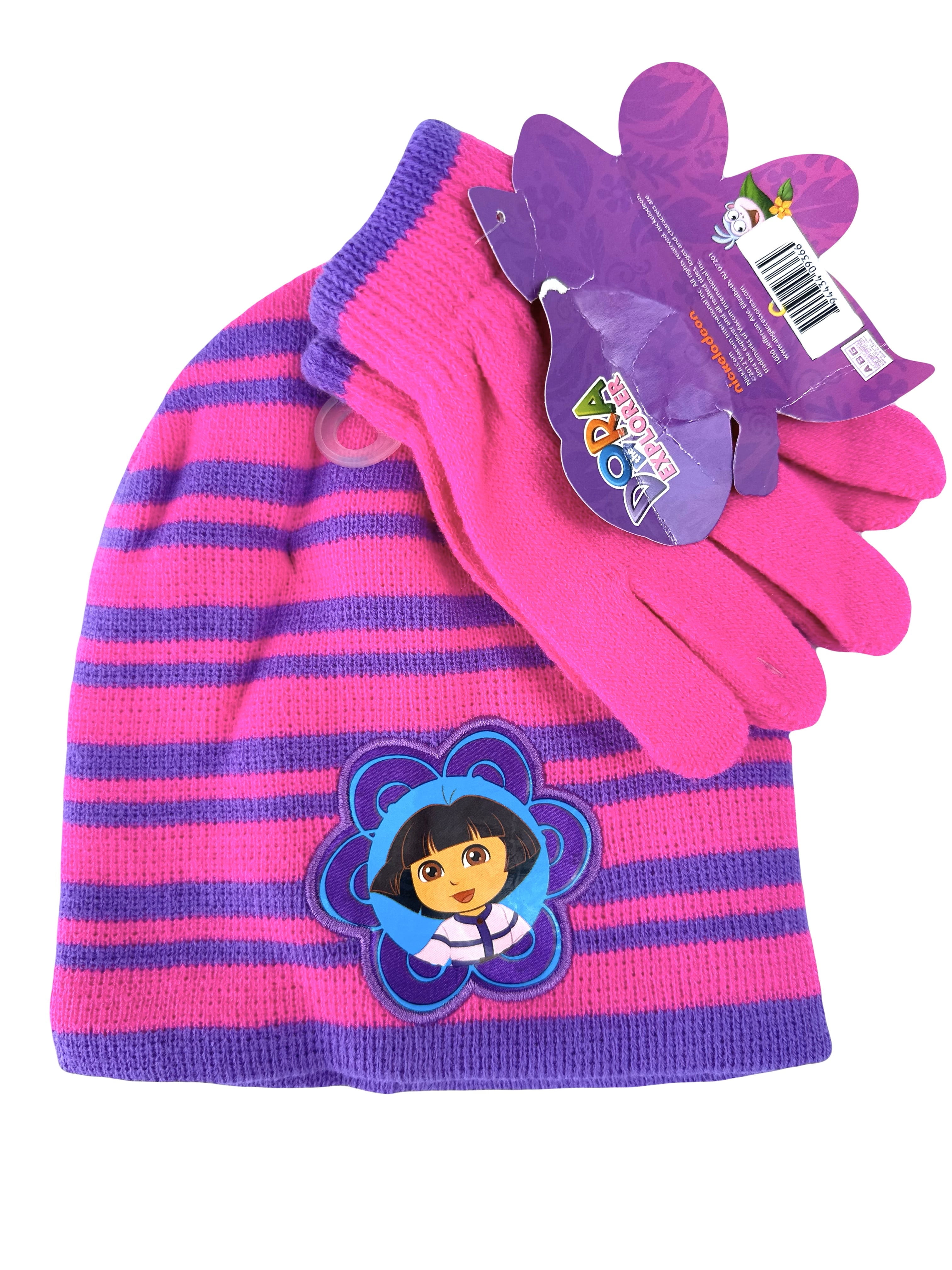 Nick Jr Dora The Explorer girl's winter beanie hat and gloves set ...
