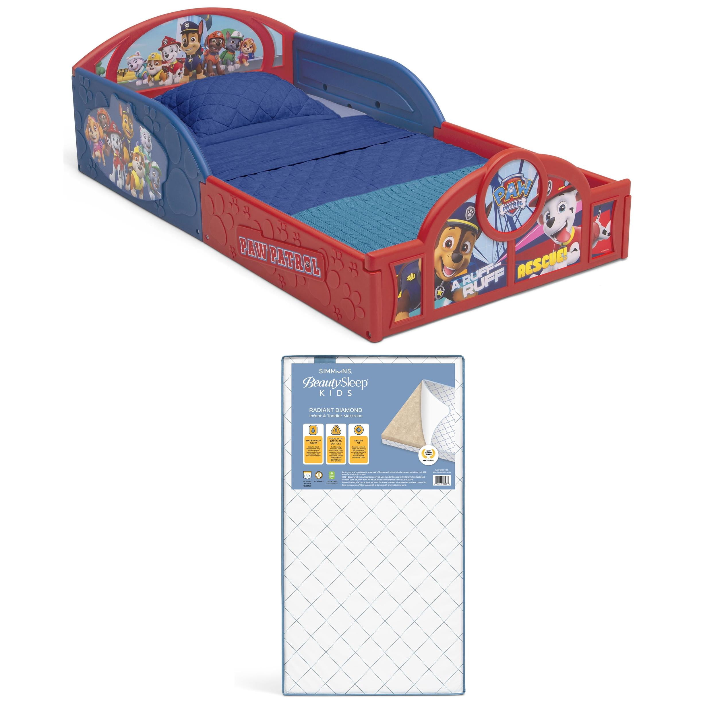 Nick Jr. PAW Patrol Plastic Sleep and Play Toddler Bed & Simmons ...