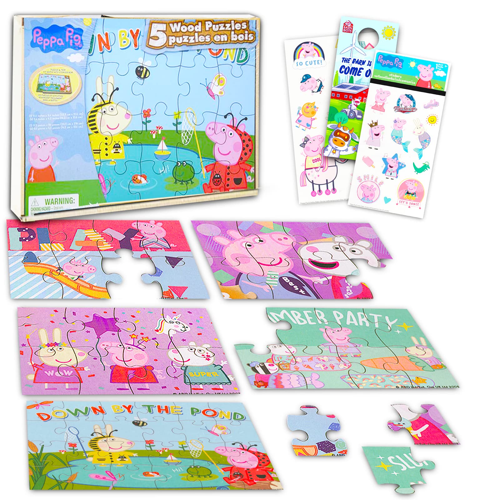 Nick Shop Peppa Pig DHF10 Puzzle Set for Kids - Bundle with 5 Pack Peppa Pig Puzzle and Fun Pack ...