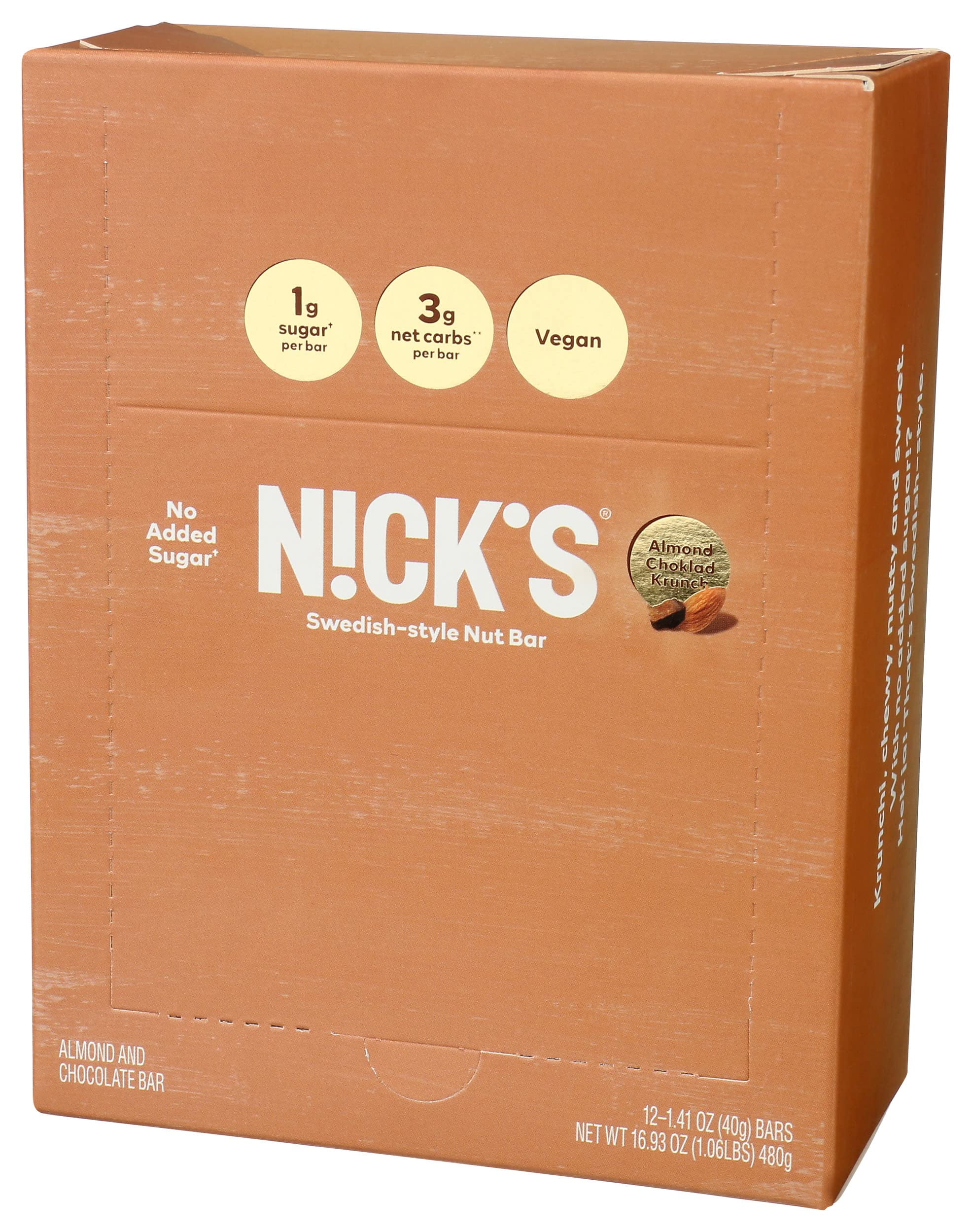 Nick's Bar Snack Almond Chocolate Crunch 1.41 oz (Pack Of 12) - Walmart.com