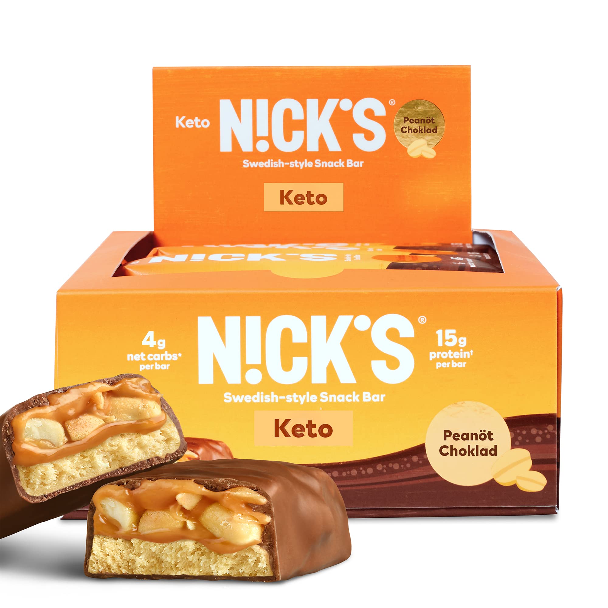 Nick's Protein Bars Chocolate CI30 Peanut | 15g protein | 190 calories ...
