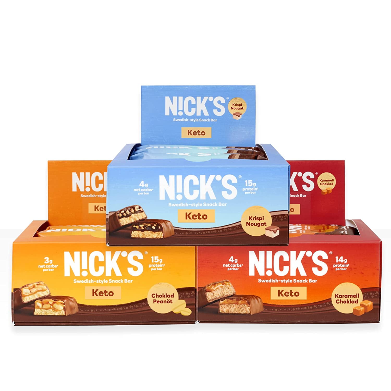 Nick's Sampler Pack Swedish Style Protein Bars, Keto Friendly Snack ...