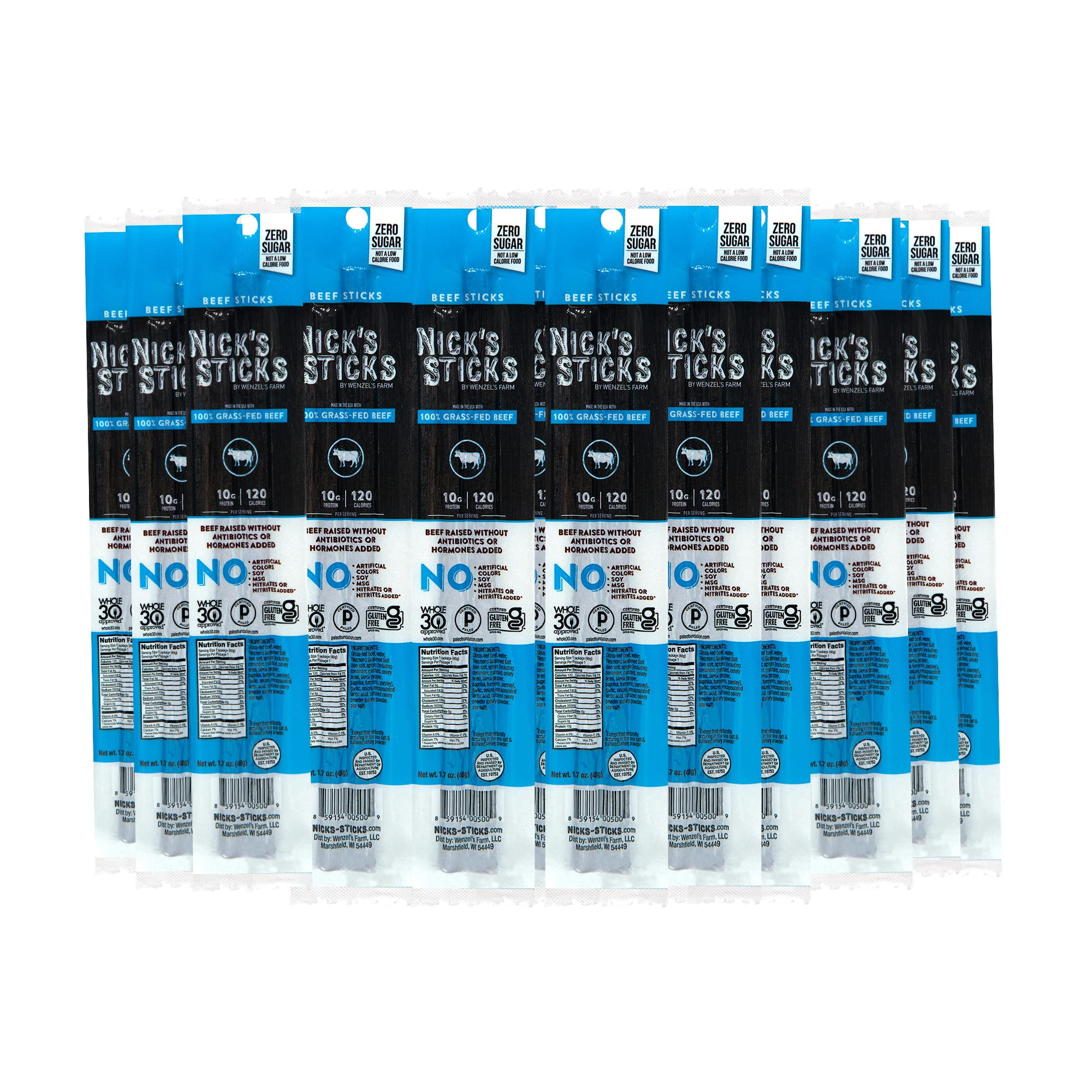 Nick's Sticks 100% Grass-Fed Beef HYZ01 Snack Sticks | Made in the USA ...