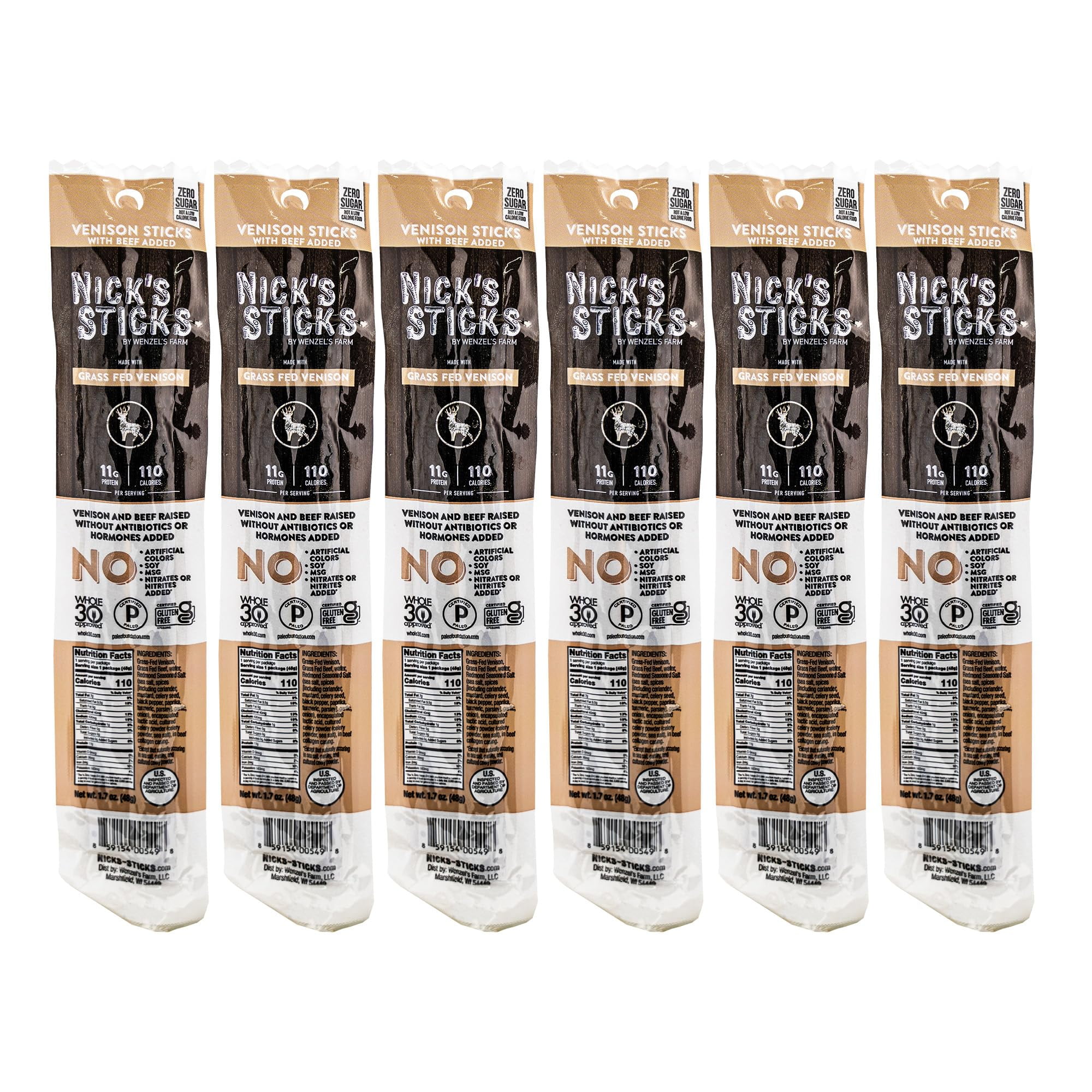 Nick's Sticks | 100% IRF13 Grass-Fed Venison Sticks | Made in the USA ...