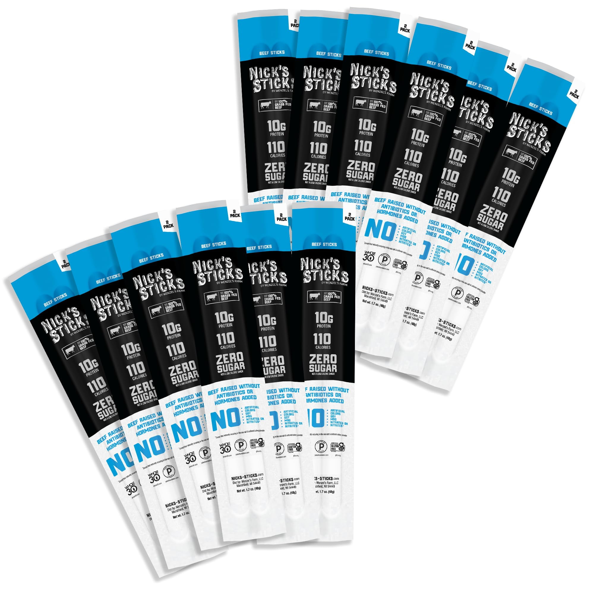 Nick's Sticks Clean & Balanced 100% Grass-Fed Beef Snack Sticks | Made ...