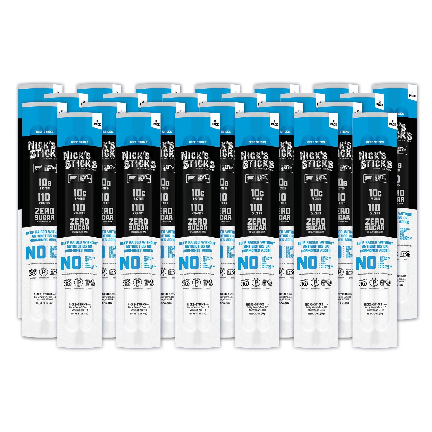 Nick's Sticks Clean & Balanced 100% Grass-Fed Beef Snack Sticks | Made ...