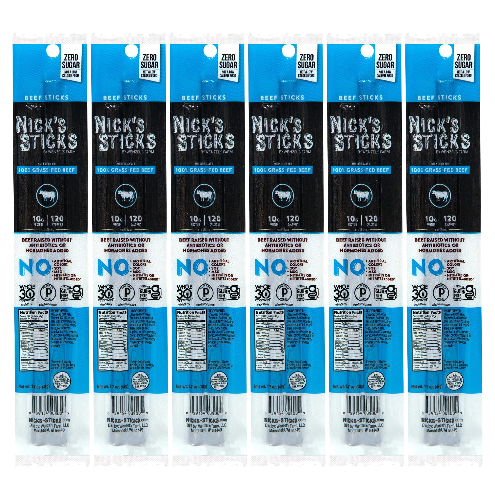 Nick's Sticks Clean & Balanced 100% Grass-Fed Beef Snack Sticks | Made ...