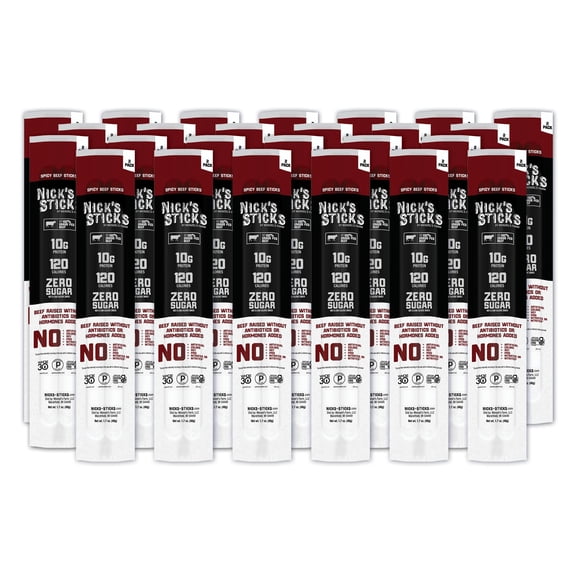 Nick's Sticks Clean & Balanced 100% Grass-Fed Spicy Beef Snack Sticks ...
