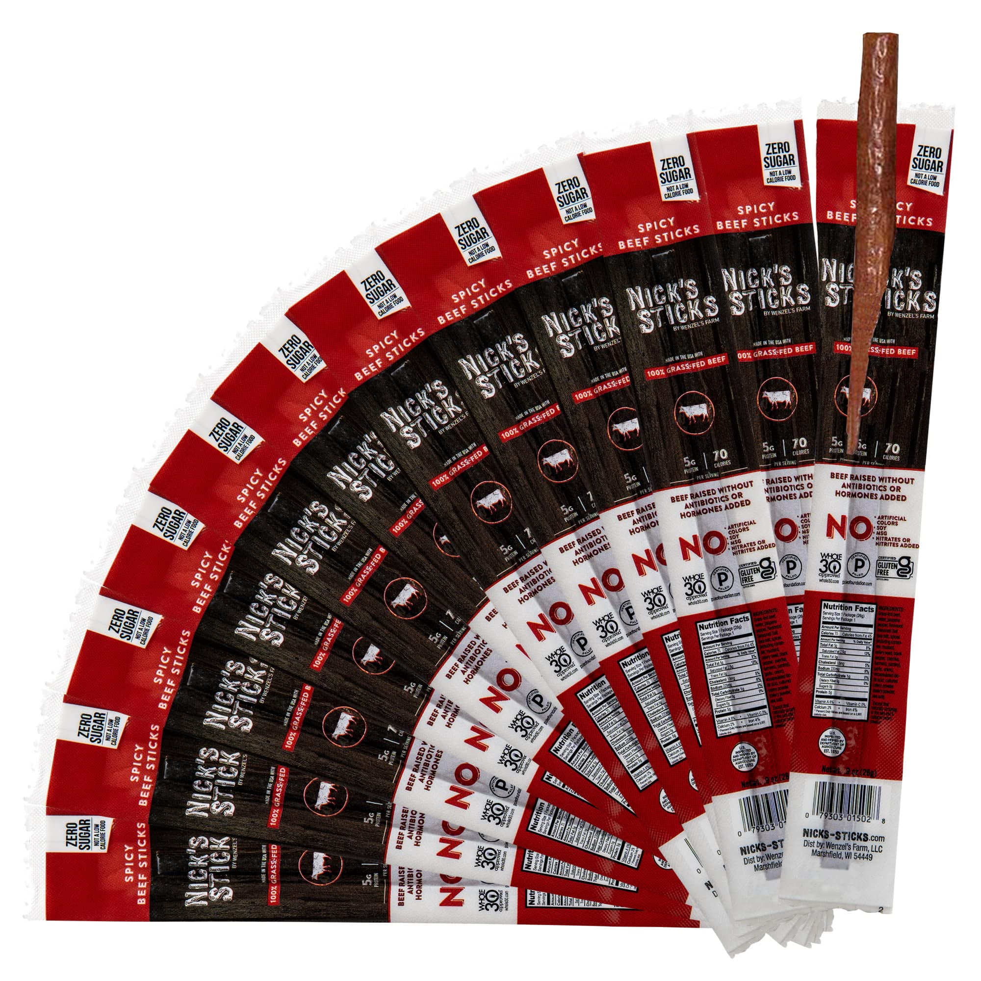 Nick's Sticks Clean & MZF22 Balanced 100% Grass-Fed Spicy Made in the ...
