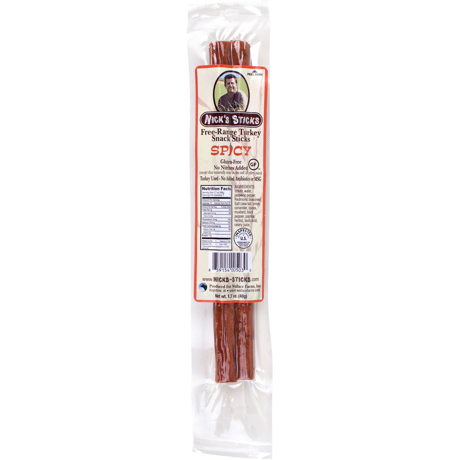 Nick's Sticks Free Range Spicy Turkey Sticks, 1.7 Oz. - Walmart.com