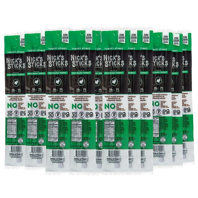 Nick's Sticks Free Range Turkey Snack Sticks One Box (25 Twin Packs ...