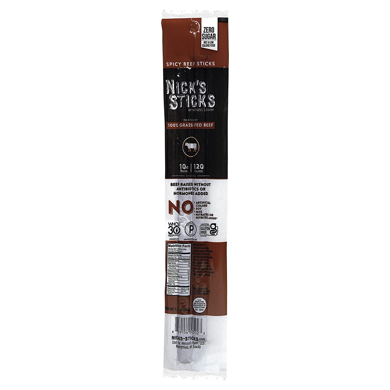 Nick's Sticks Grass-Fed Beef Snack Sticks Spicy 1.7 oz - Walmart.com