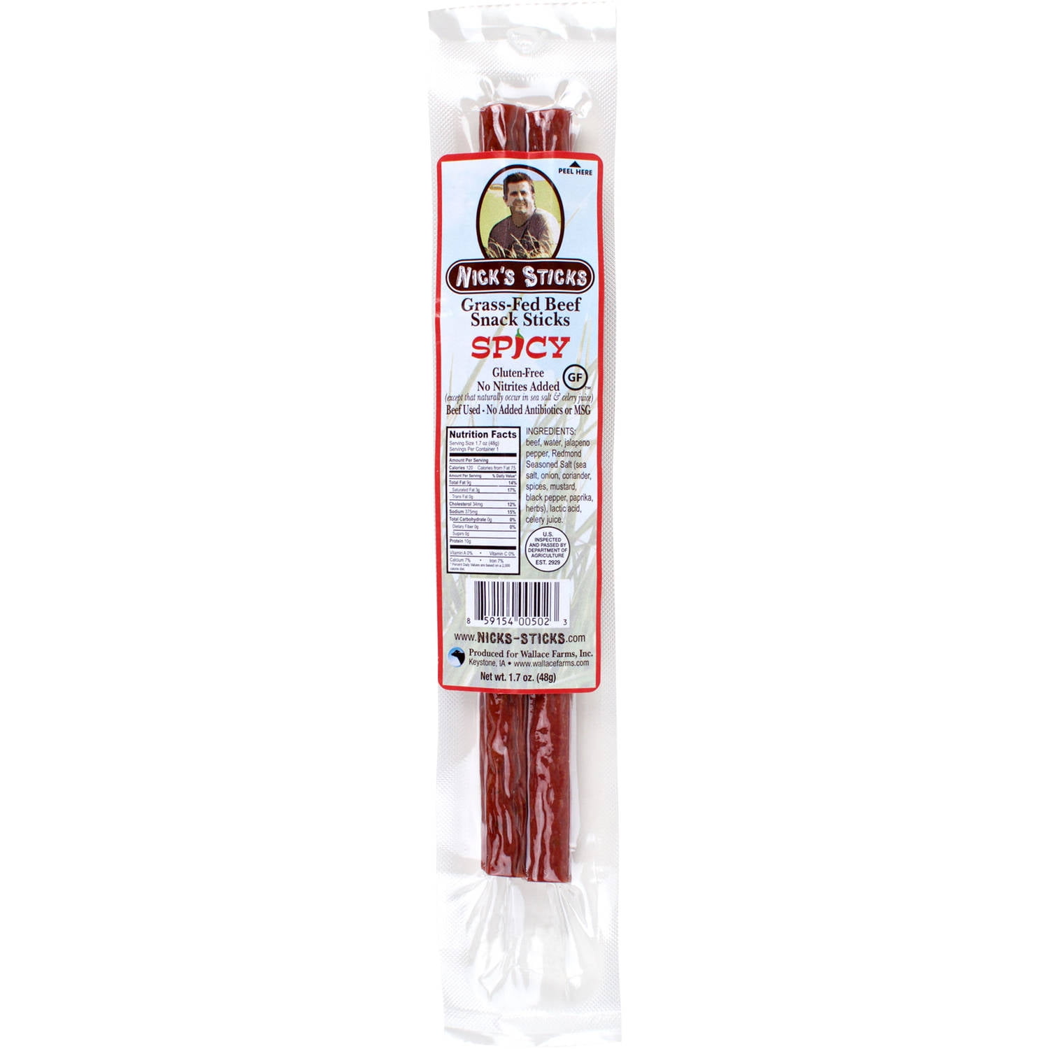 Nicks Sticks Grass Fed Spicy Beef Snack Sticks 1 7 Oz