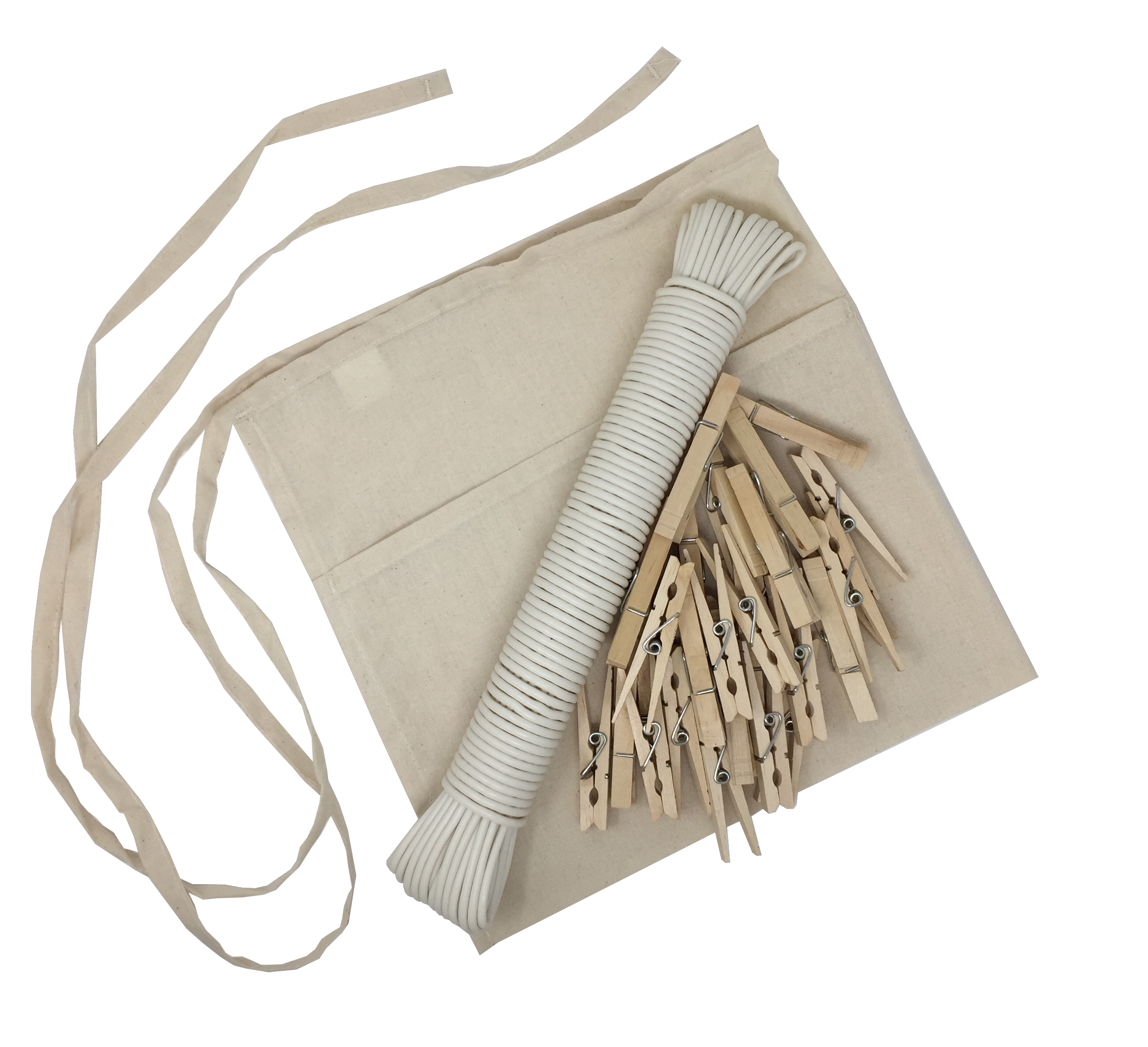 Nickanny's Apron, Clothesline, & Wood Clothespins w/Metal Spring Set ...