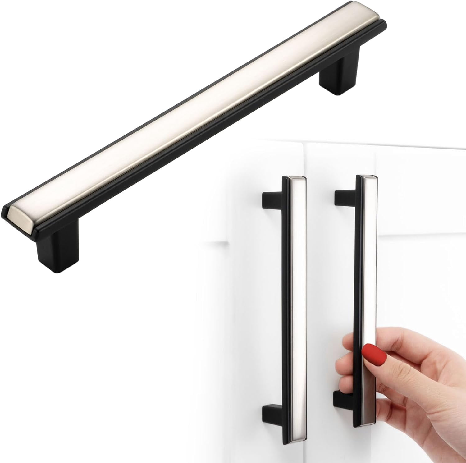 Nickel and Black Cabinet Pulls Brushed Nickel and Matte Black Kitchen ...