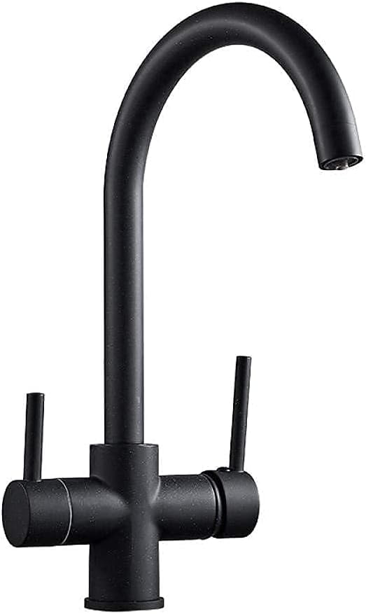 Nickel Kitchen Faucet with Direct Drink Tap Dual Spout Swivel Handheld Shower Kitchen Mixer ...