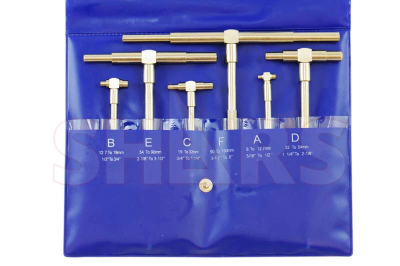 Nickel Plate Telescoping Gage 5/16" - 6" 6 Pc Set Precision T-Bore Hole ...