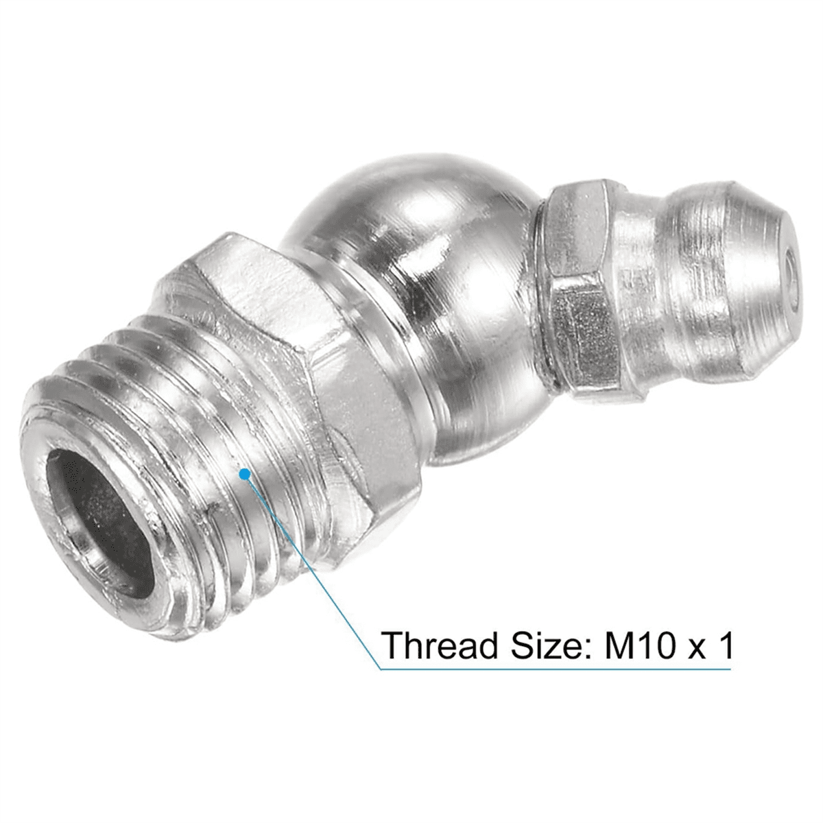 Nickel Plated Iron 45 Degree Grease Fitting M10 X 1mm Thread Hydraulic ...