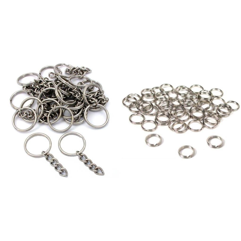 Nickel Plated Key Chain Rings W/ Chain & Split Rings Jewelry Connectors ...