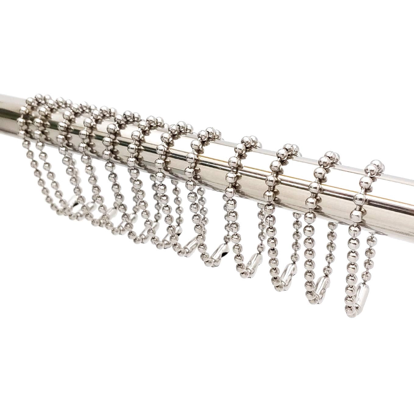 Nickel Shower Curtain Hooks, 6 Inch Ball Chain Design, 12 Pack Rust ...