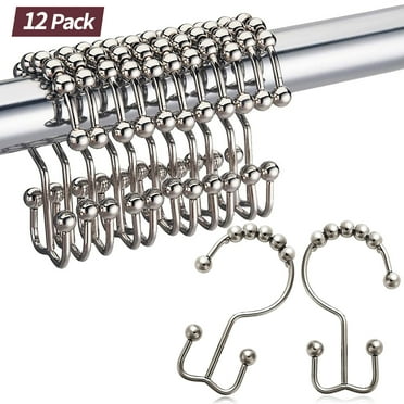 12 Pack Shower Curtain Hangers, Stainless Rustproof Double Glide Shower ...