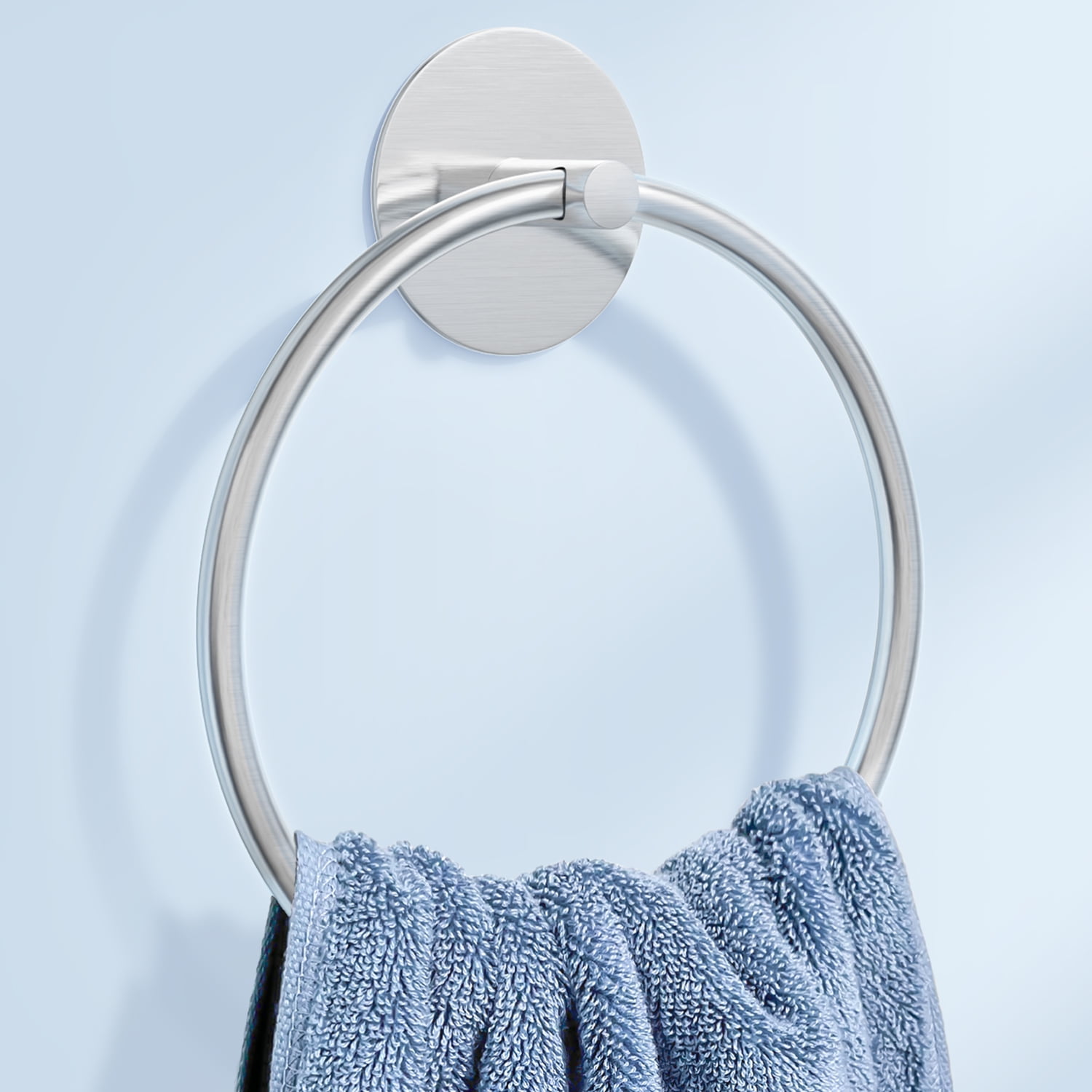 Giffgaff Brushed Nickel Bathroom Towel Ring - Stainless Steel, Wall ...