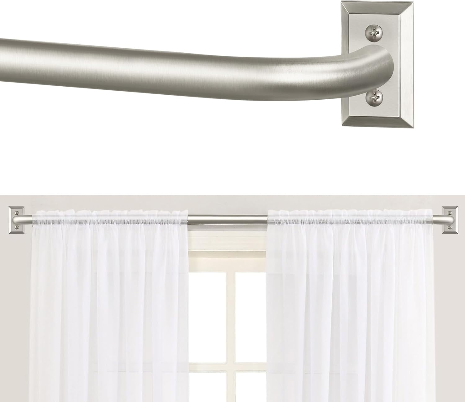 Nickel Wrap Around Curtain Rods:Blackout Heavy Duty Adjustable Window ...