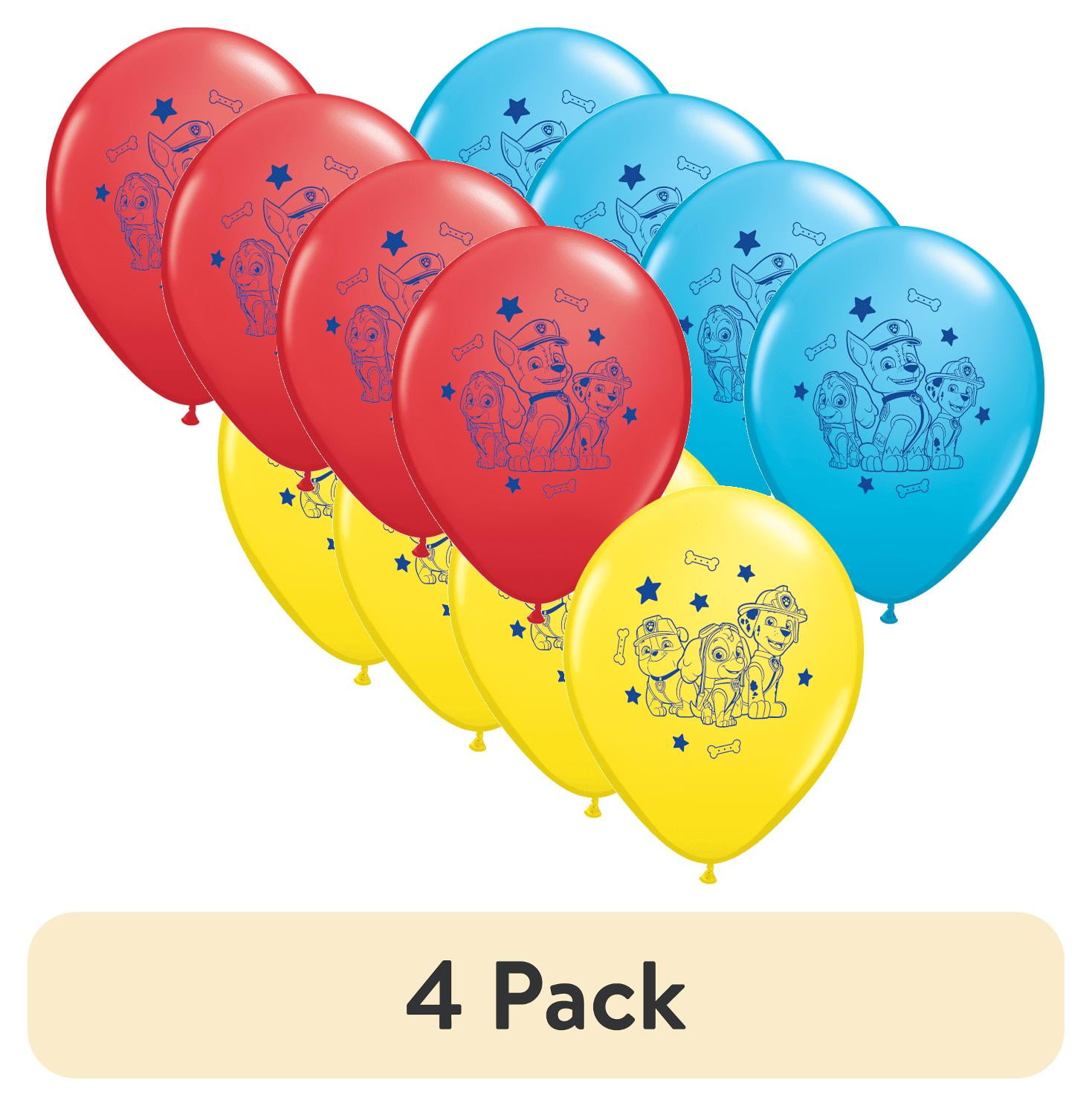 (4 pack) Nickelodeon 6 Count 12" Paw Patrol Balloons in Red, Blue, and ...