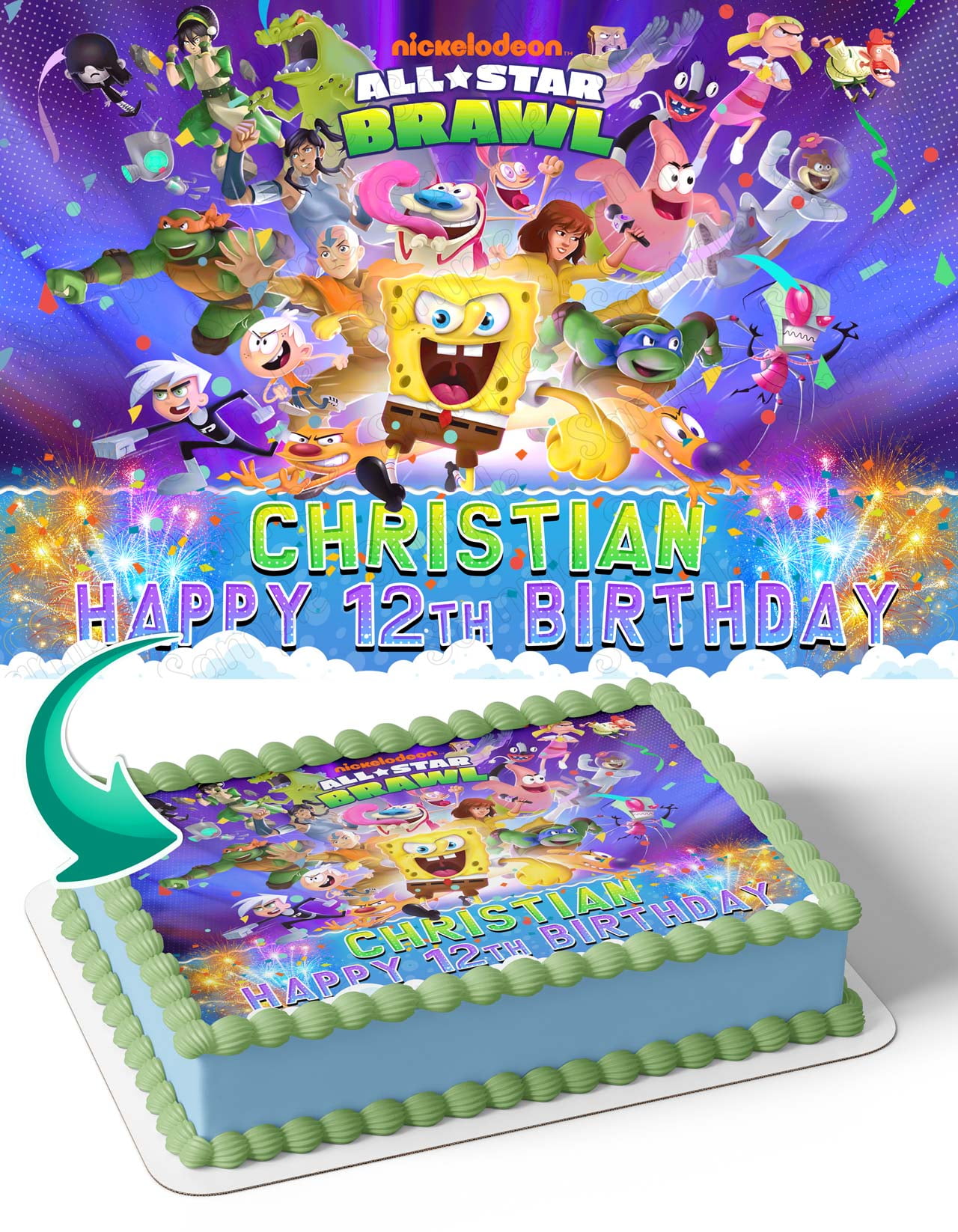 Nickelodeon AllStar Brawl Edible Image Cake Topper Personalized ...