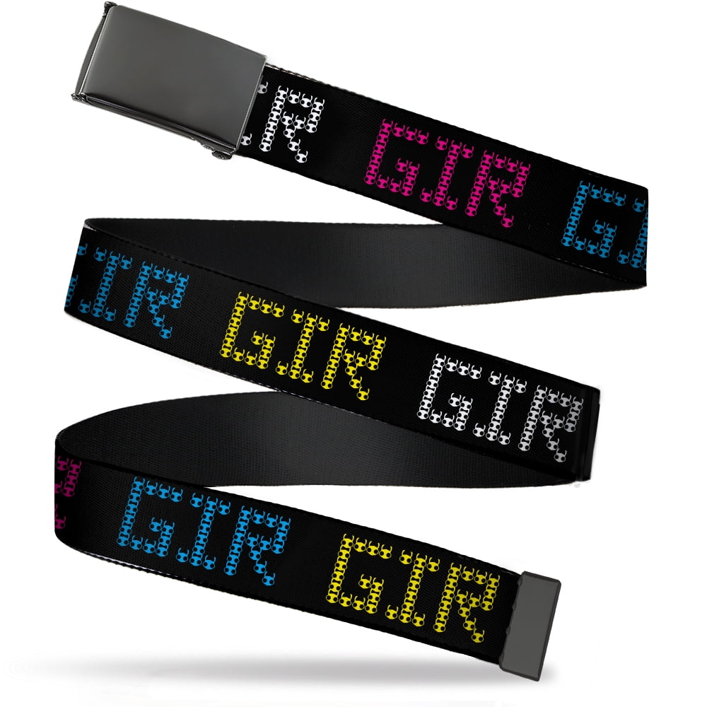 Adjustable Belt, Clamp Buckle, Cut-to-Fit, Invader Zim GIR Black Multi ...