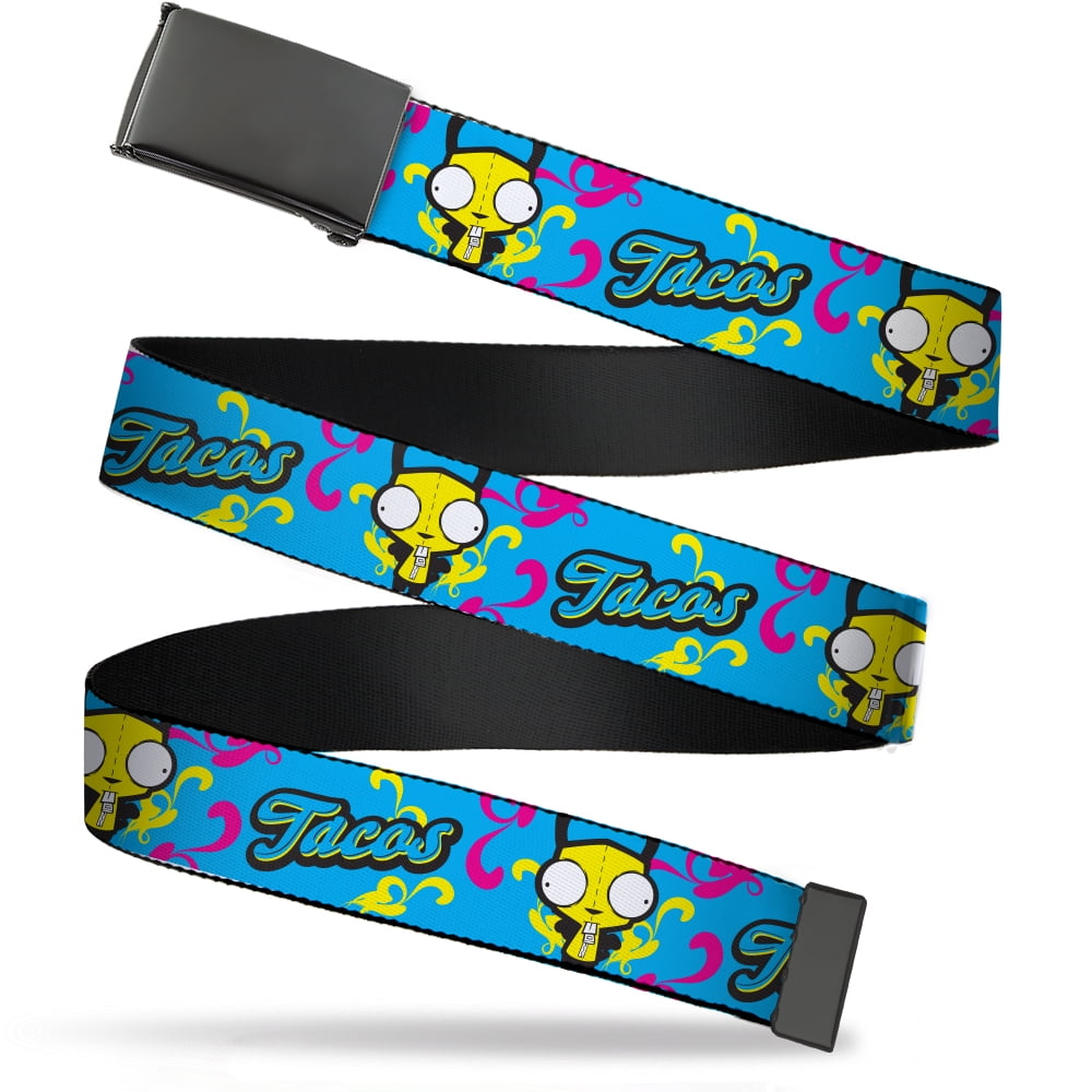 Adjustable Belt, Clamp Buckle, Cut-to-Fit, Invader Zim GIR Tacos Pose ...