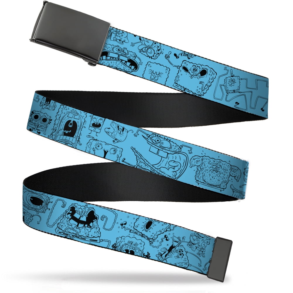 Nickelodeon Belt, Flip Web Belt SpongeBob SquarePants Doodle Poses Blue ...