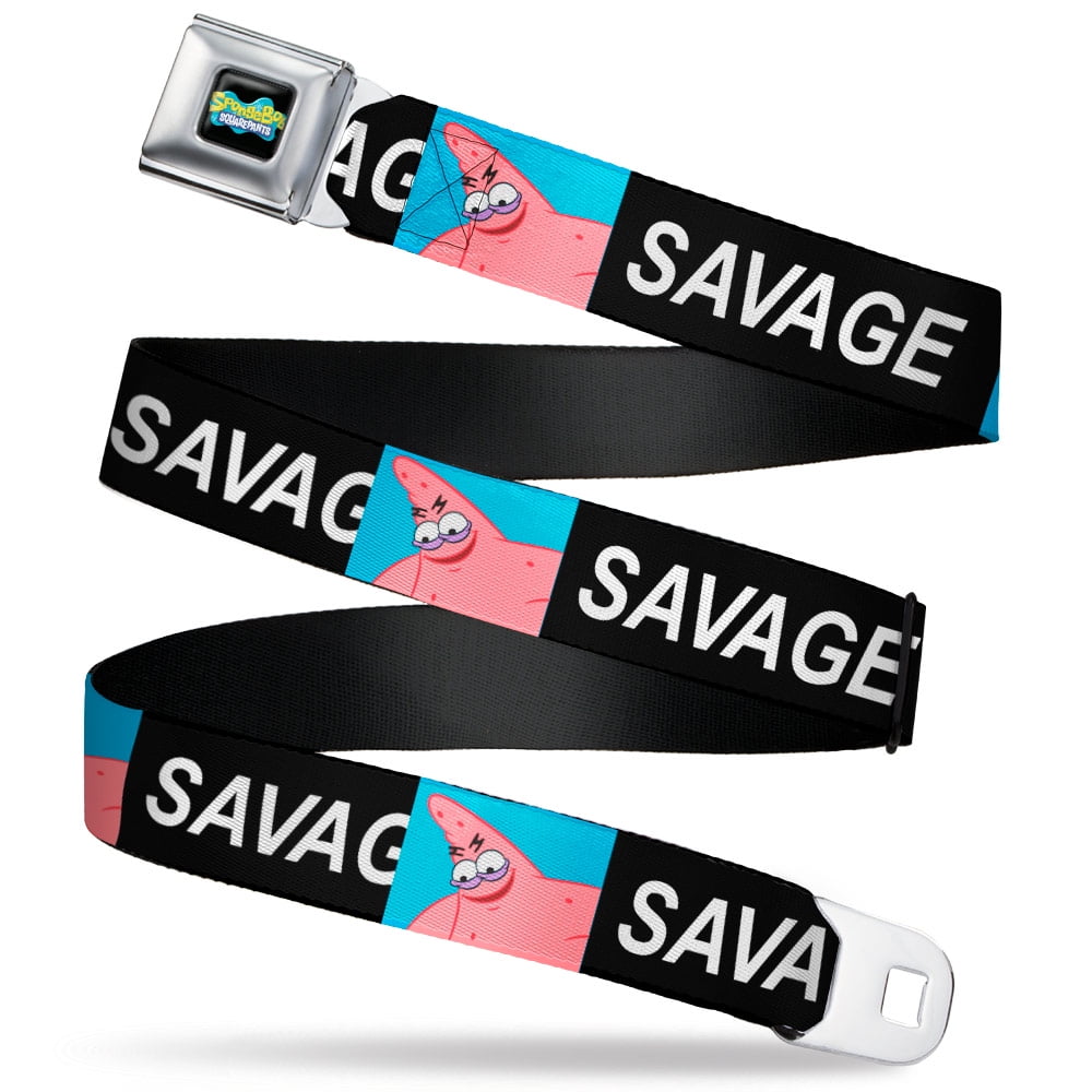 Nickelodeon Belt, Seatbelt Buckle Belt, SpongeBob Patrick Star Savage Pose Block Black Blue, 24 ...